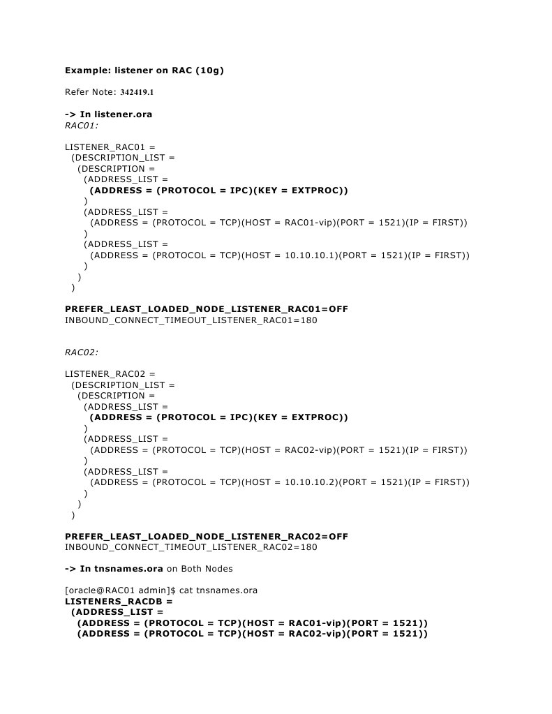 Example Listener On RAC 10g Configuration | PDF | Networking Standards ...