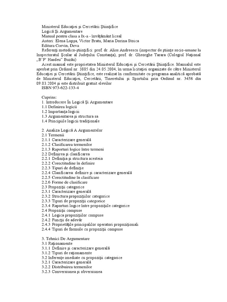 Manual Logica Si Argumentare | PDF