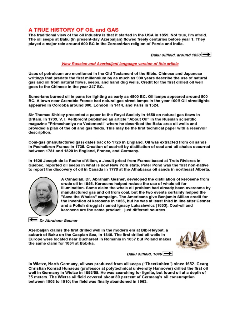A True History of Oil and Gas | PDF | Petroleum | Kerosene