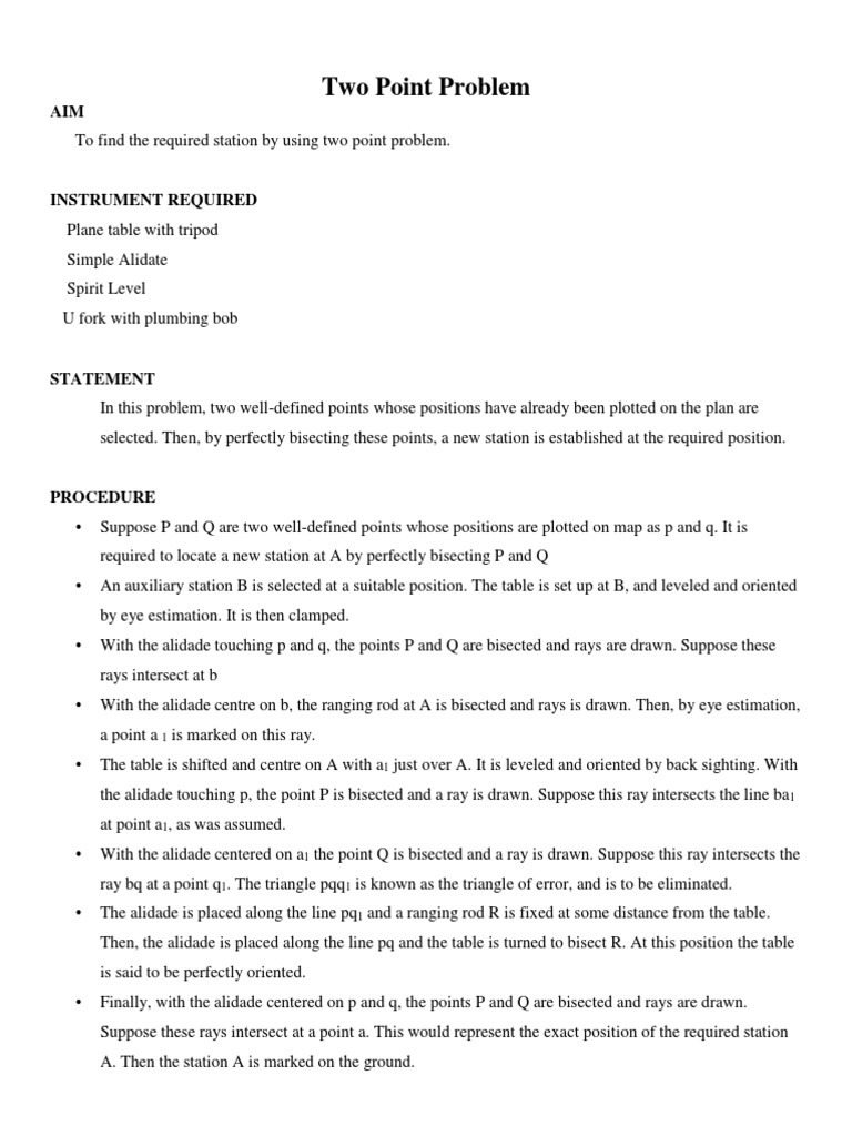 Two Point Problem Survey Lab | PDF