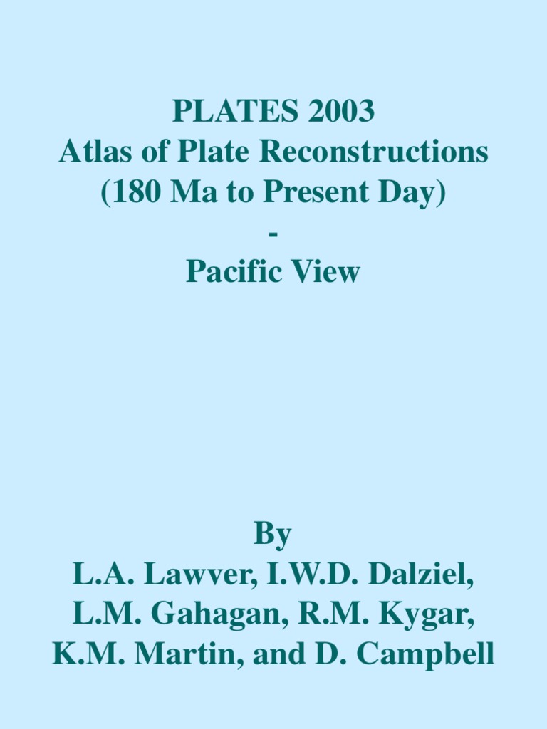 PLATES 2003: Atlas of Plate Reconstructions | PDF