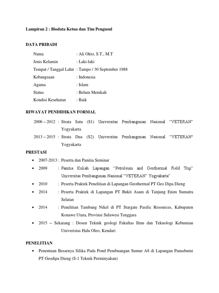 CV Pak Ali Okto | PDF