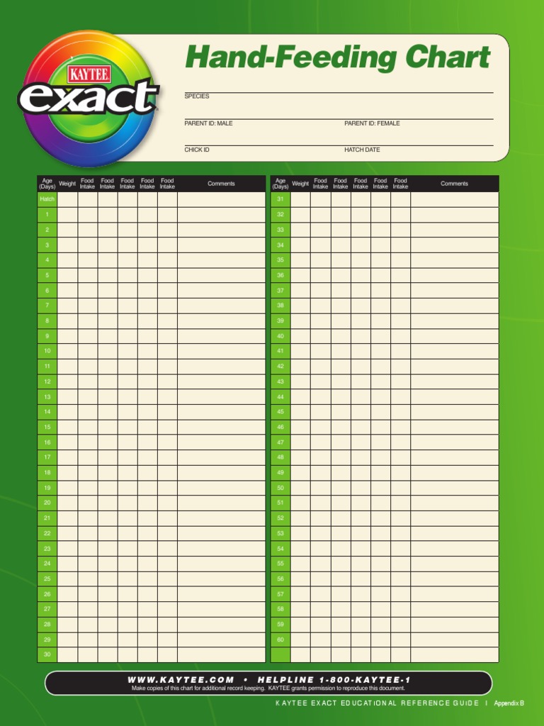 Pet Bird Hand Feeding Chart PDF | PDF | Sports