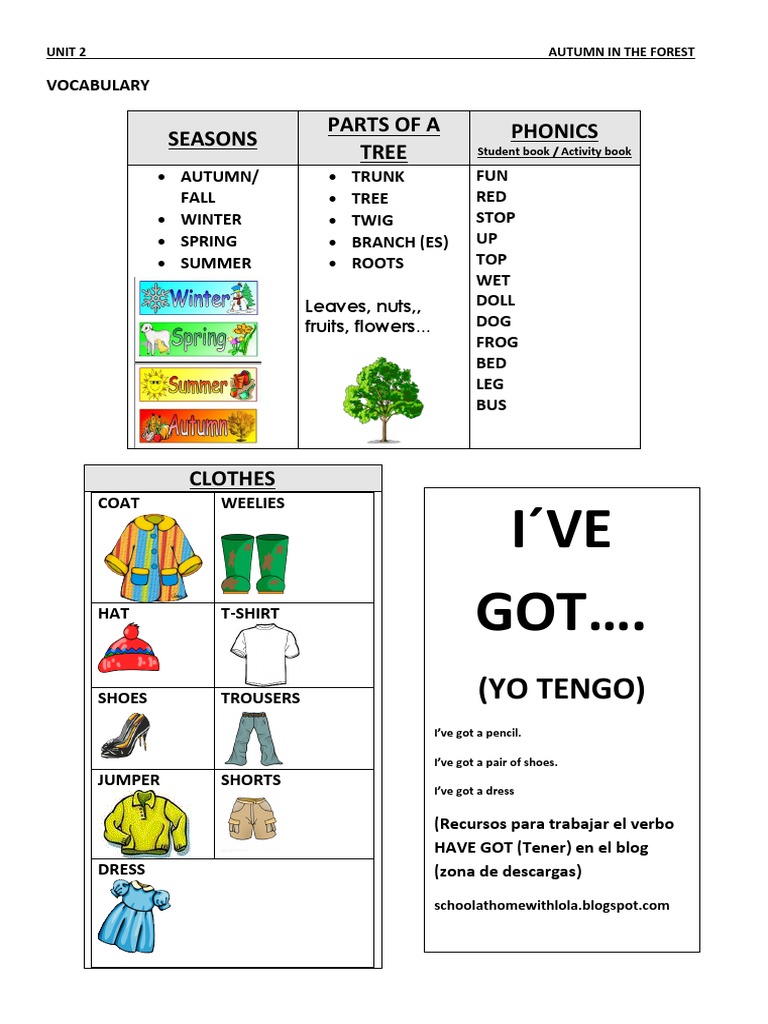 Autumn Vocabulary and Phonics Guide | PDF