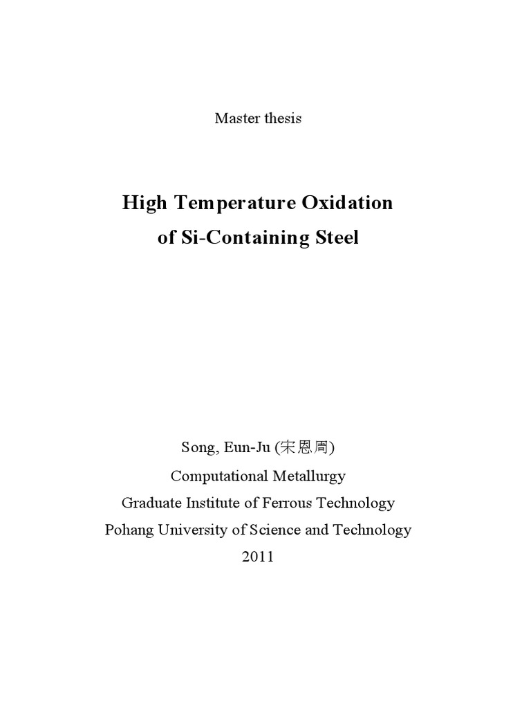 High Temp Oxidation of Si Steel Thesis | PDF | Iron | Steel