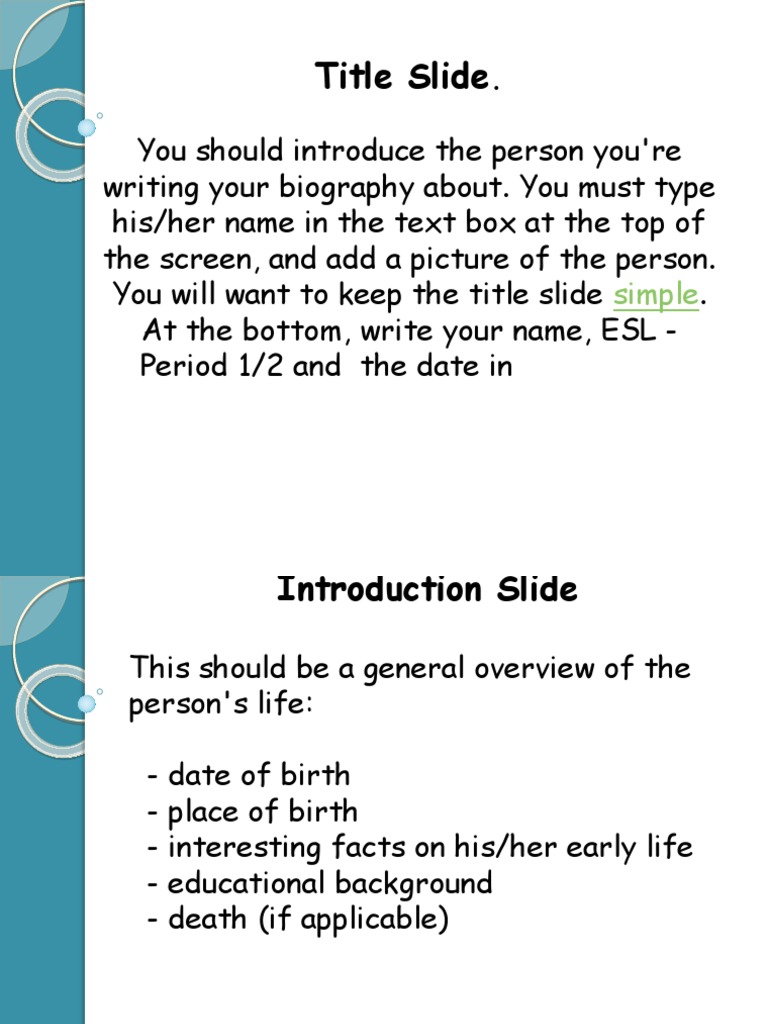 Guidelines Writing A Biography | PDF | Microsoft Power Point | Cognition