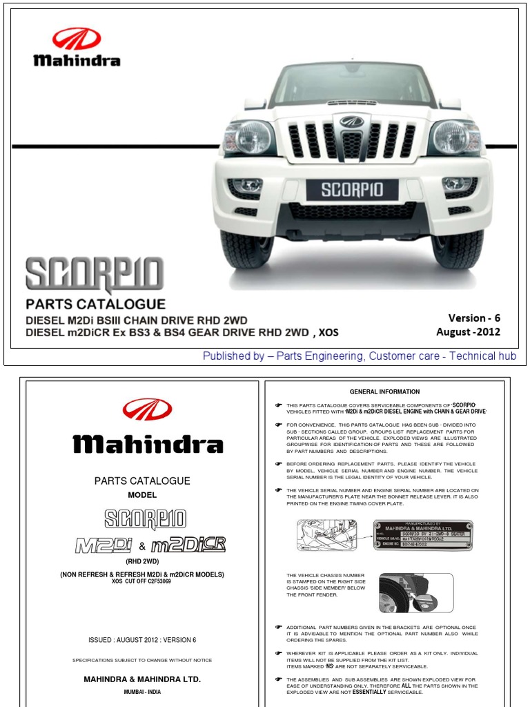 Scorpio M2Di Parts Catalogue | PDF | Wheeled Vehicles | Vehicle Technology