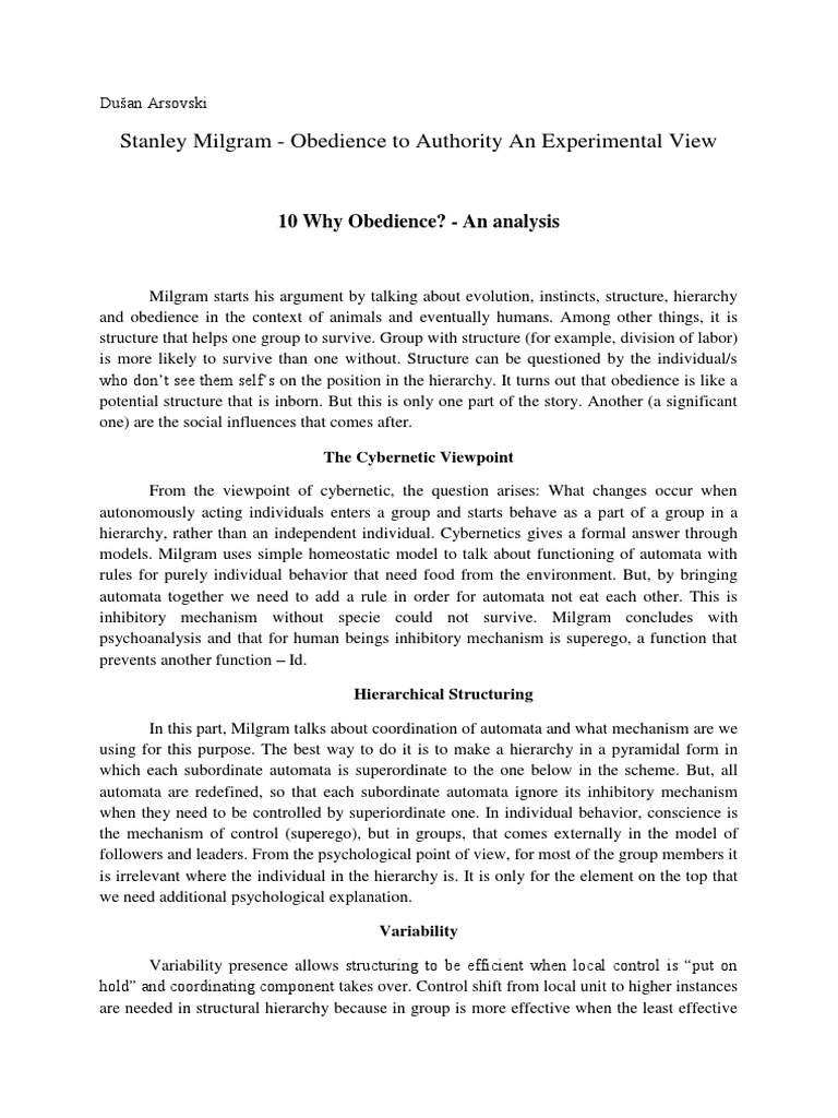 Stanley Milgram Obedience To Authority An Experimental View | PDF ...