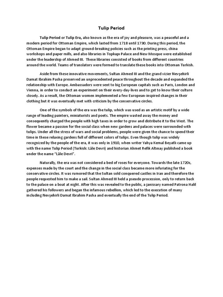 Tulip Period - Short Essay | PDF | Tulip | Ottoman Empire