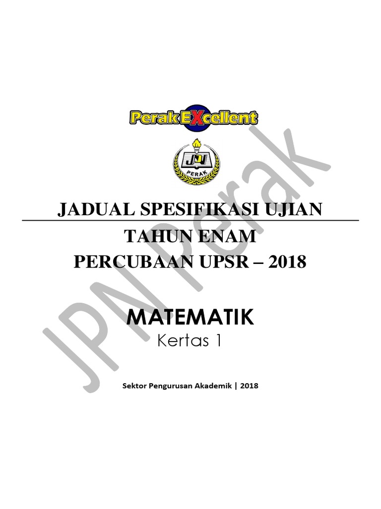 Jsu Percubaan Upsr 2018 Matematik k1 | PDF