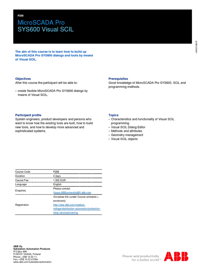 P288 SYS600 Visual SCIL Course Description | PDF | Computers