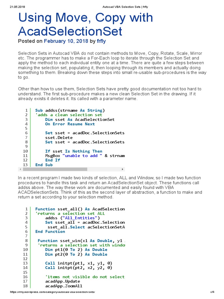 Autocad Vba Selection Sets Frfly Pdf Computer Programming 5793