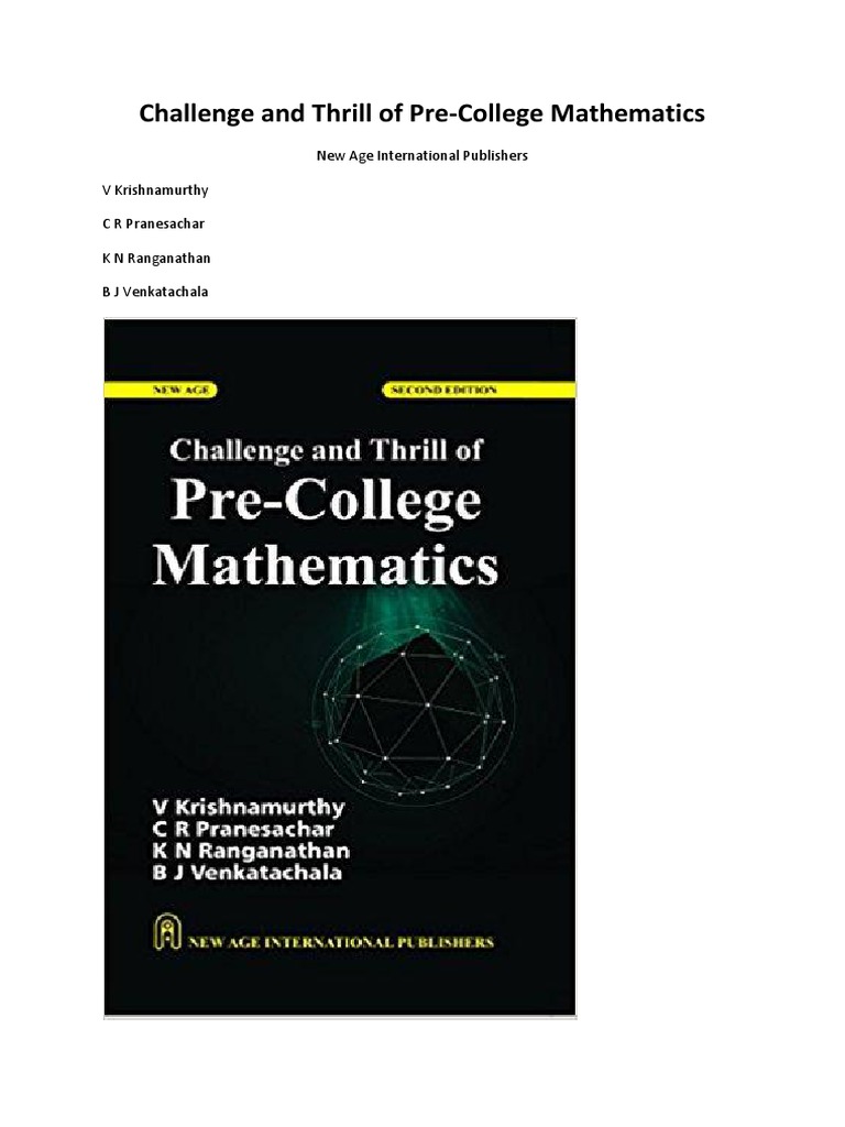 Challenge and Thrill of Pre-College Mathematics (2018, New Age ...
