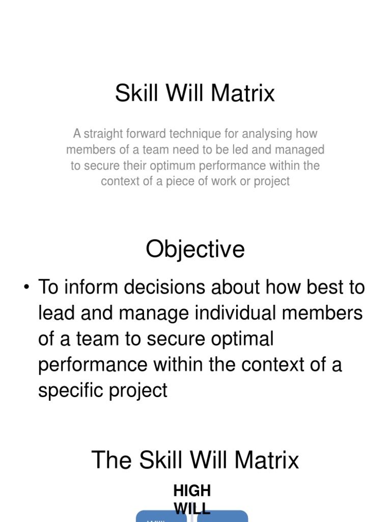 Skill Will Matrix | PDF | Facilitator | Leadership