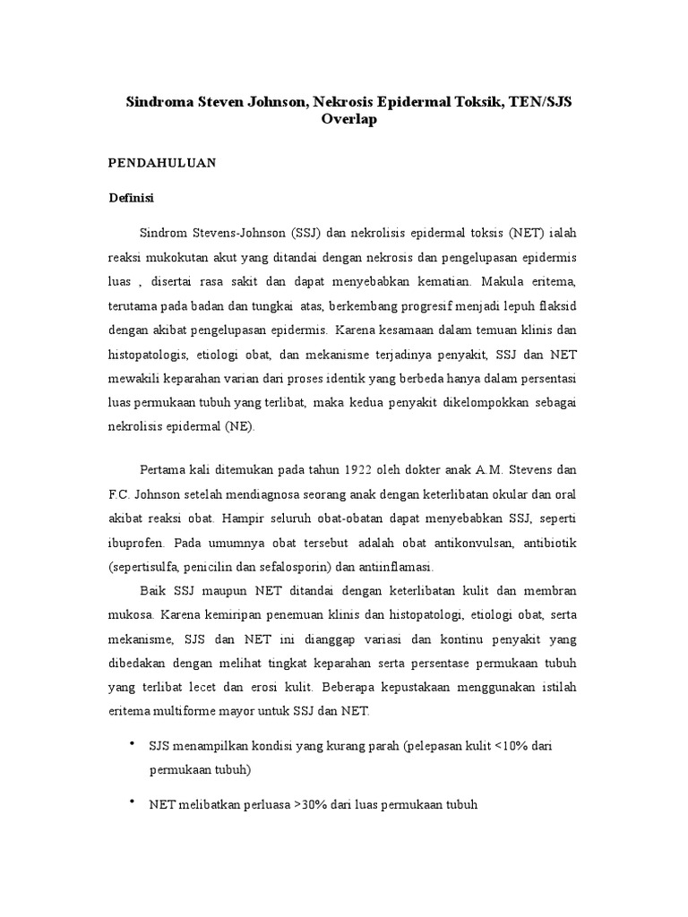 Perbandingan SJS dan TEN dalam Dermatologi | PDF