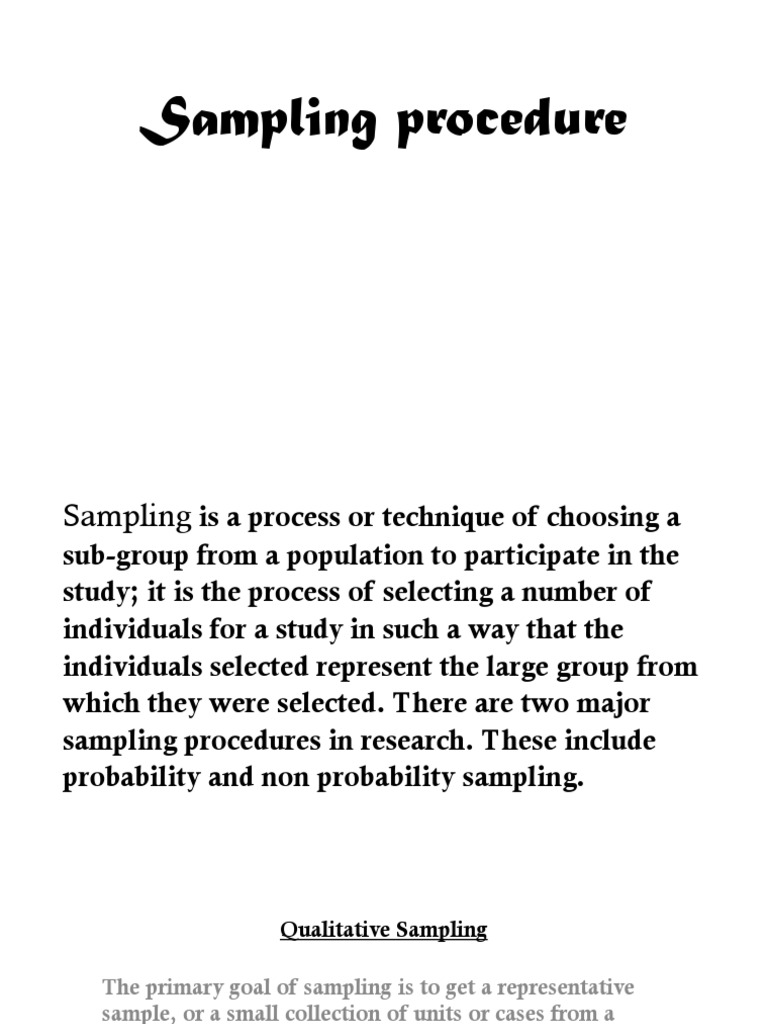 Sampling Procedure | PDF | Sampling (Statistics) | Stratified Sampling