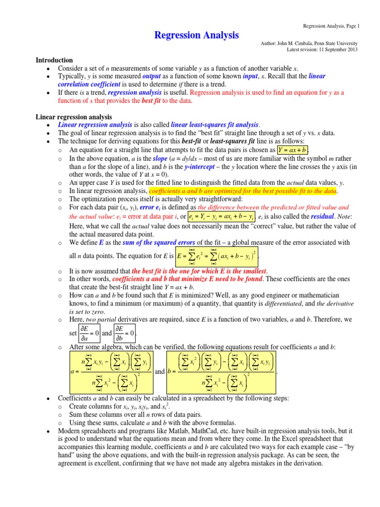 Output Input Linear Correlation Coefficient Regression Analysis | PDF | Least Squares ...