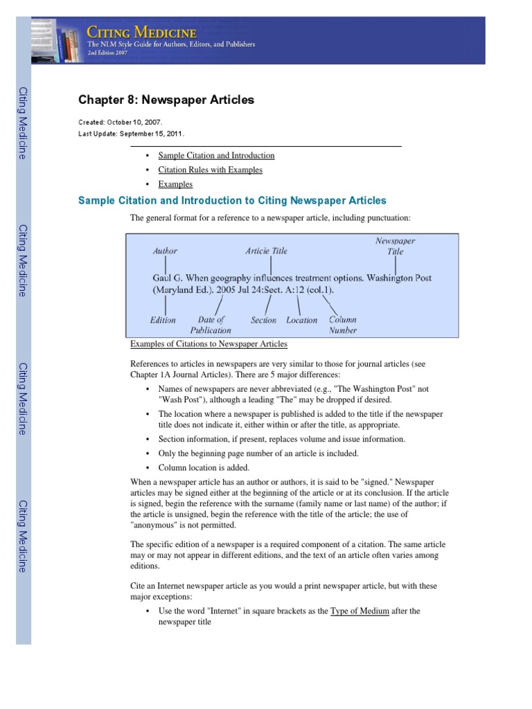 Accurately Citing Newspaper Articles: Sample Citation and Citation ...