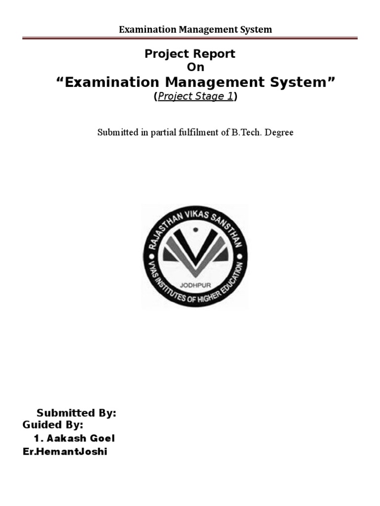 "Examination Management System": Project Report On | PDF | Usability ...