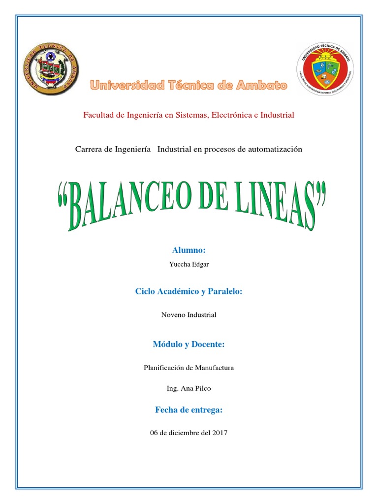 Balanceo de Líneas en Manufactura | PDF | Ingeniería Industrial ...