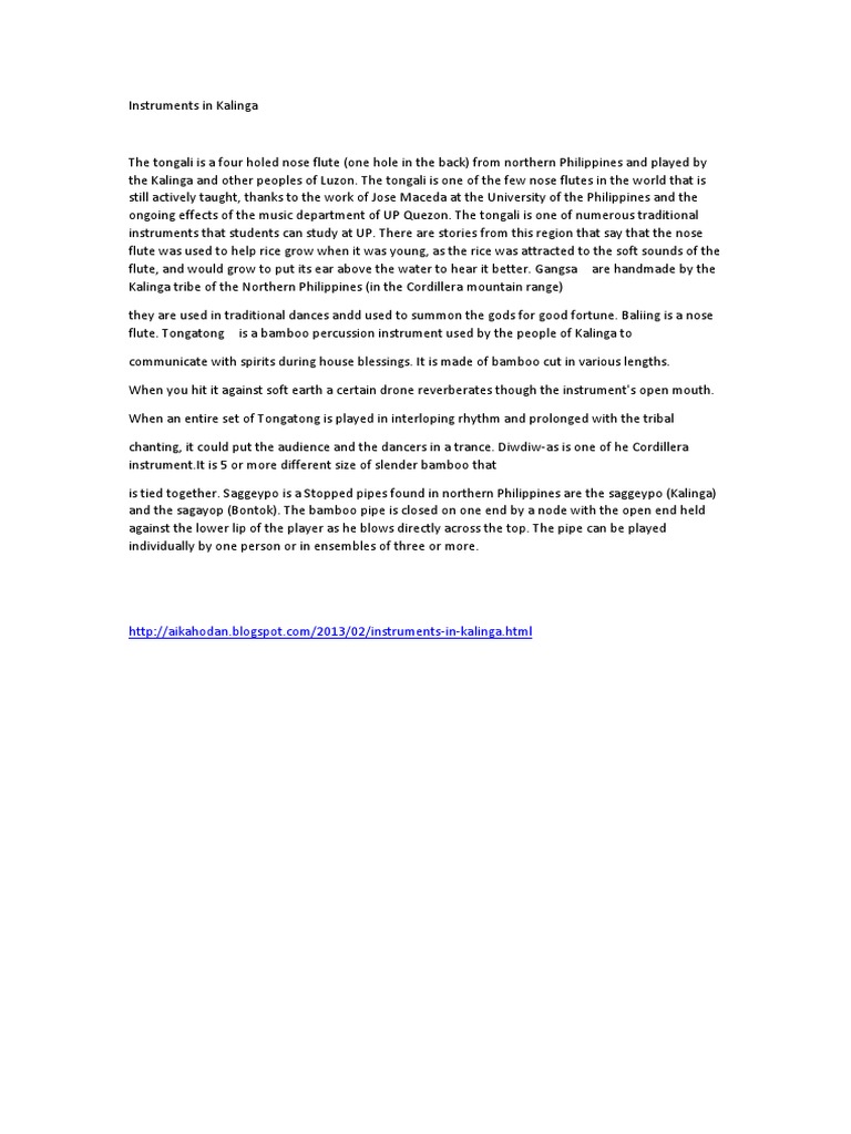 Instruments in Kalinga | PDF