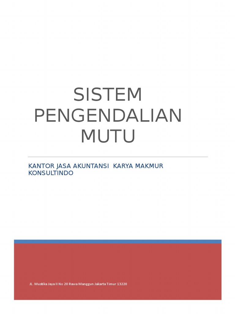 Sistem Pengendalian Mutu Kja | PDF