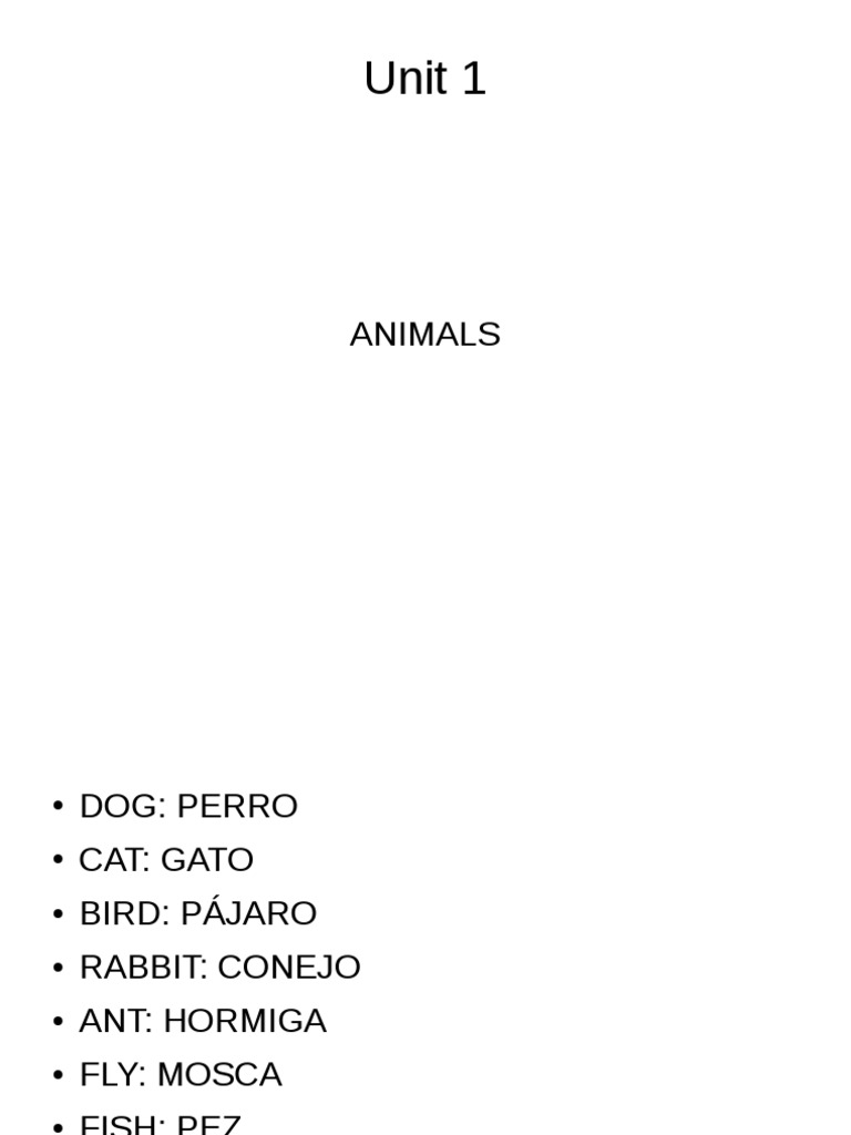 Unit 1: Animals | PDF