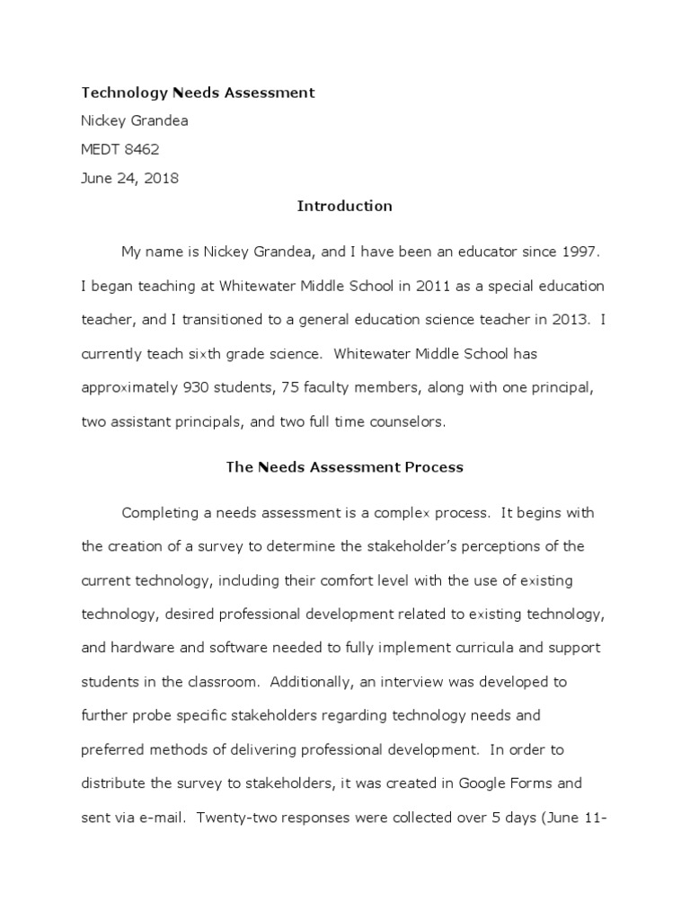 Technology Needs Assessment for Educators | PDF | Educational ...