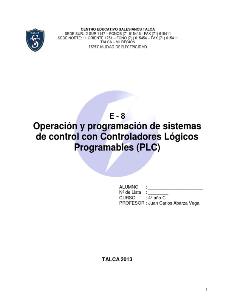Operacion y Programacion de Sistemas de Control Con PLC | PDF ...