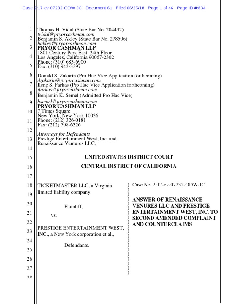 Ticketmaster v. Prestige | PDF | Reseller | Federal Trade Commission