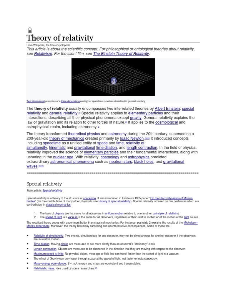 Relativism The Einstein Theory of Relativity | PDF | General Relativity ...