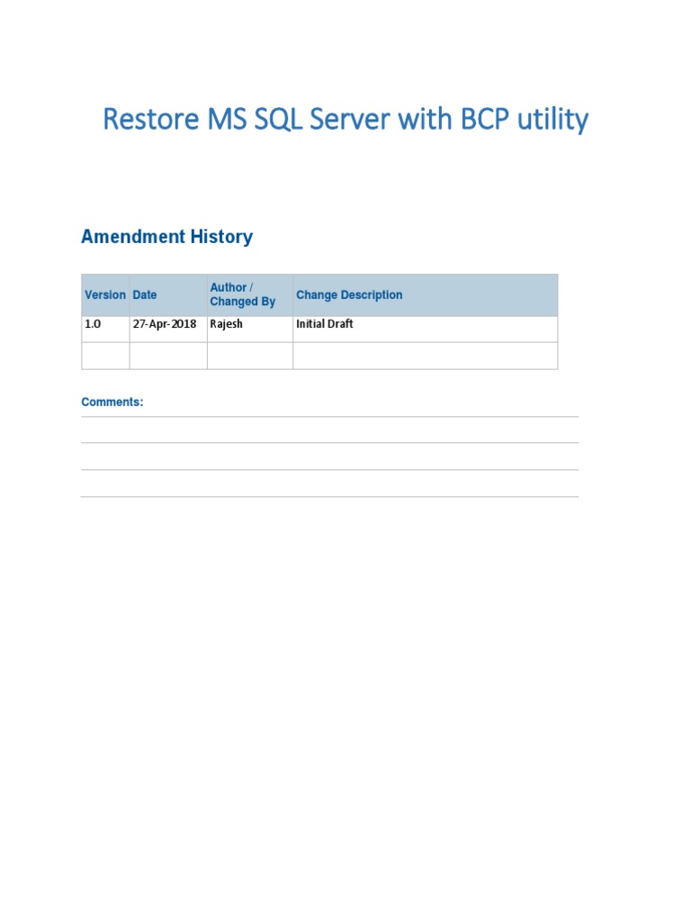 BCP Restore Guide | PDF | Databases | Microsoft Sql Server