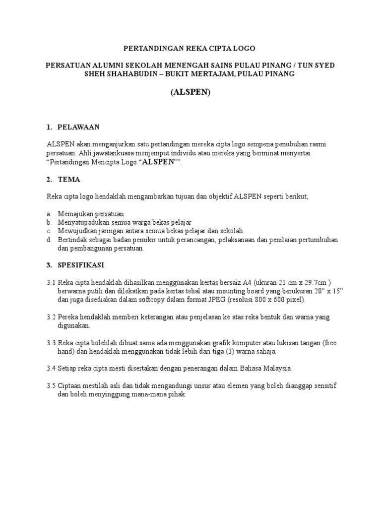 Pertandingan Reka Cipta Logo | PDF