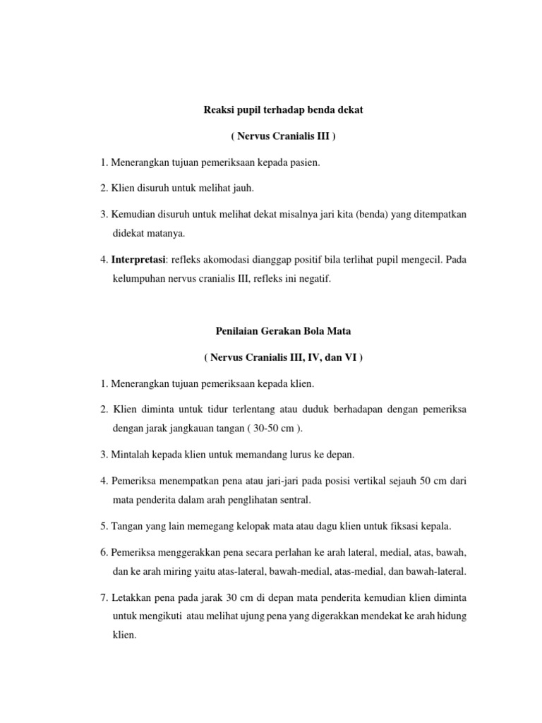 Reaksi Pupil Dan Penilaian Gerak Bola Mata | PDF