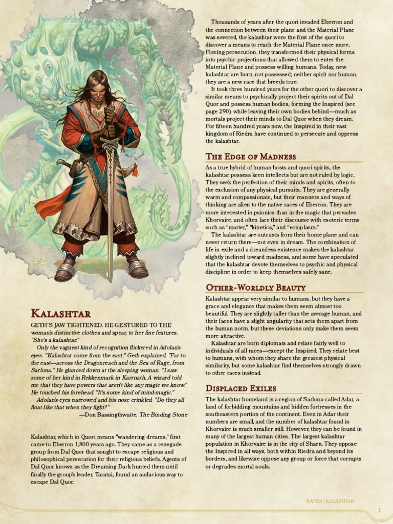 The Kalashtar: A History and Description of the Psionic Exiles of ...