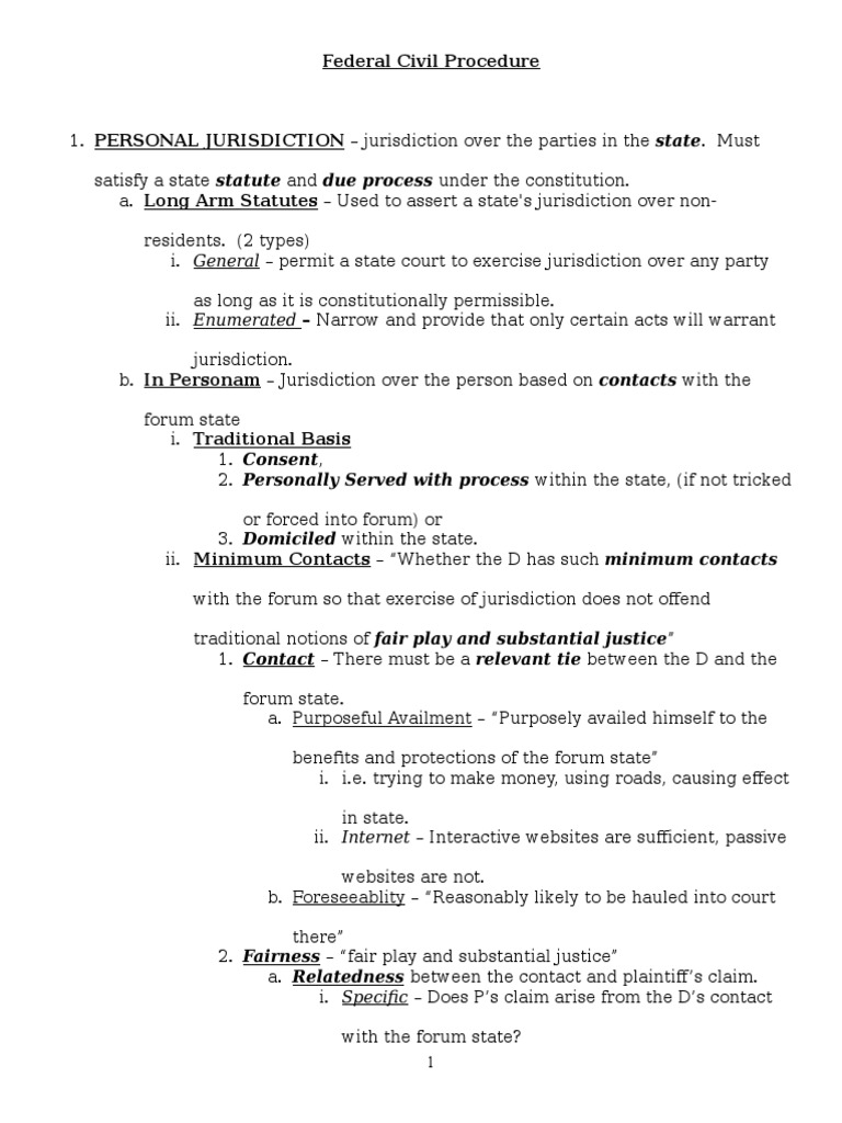 MBE - Civil Procedure Outline | Download Free PDF | Diversity ...