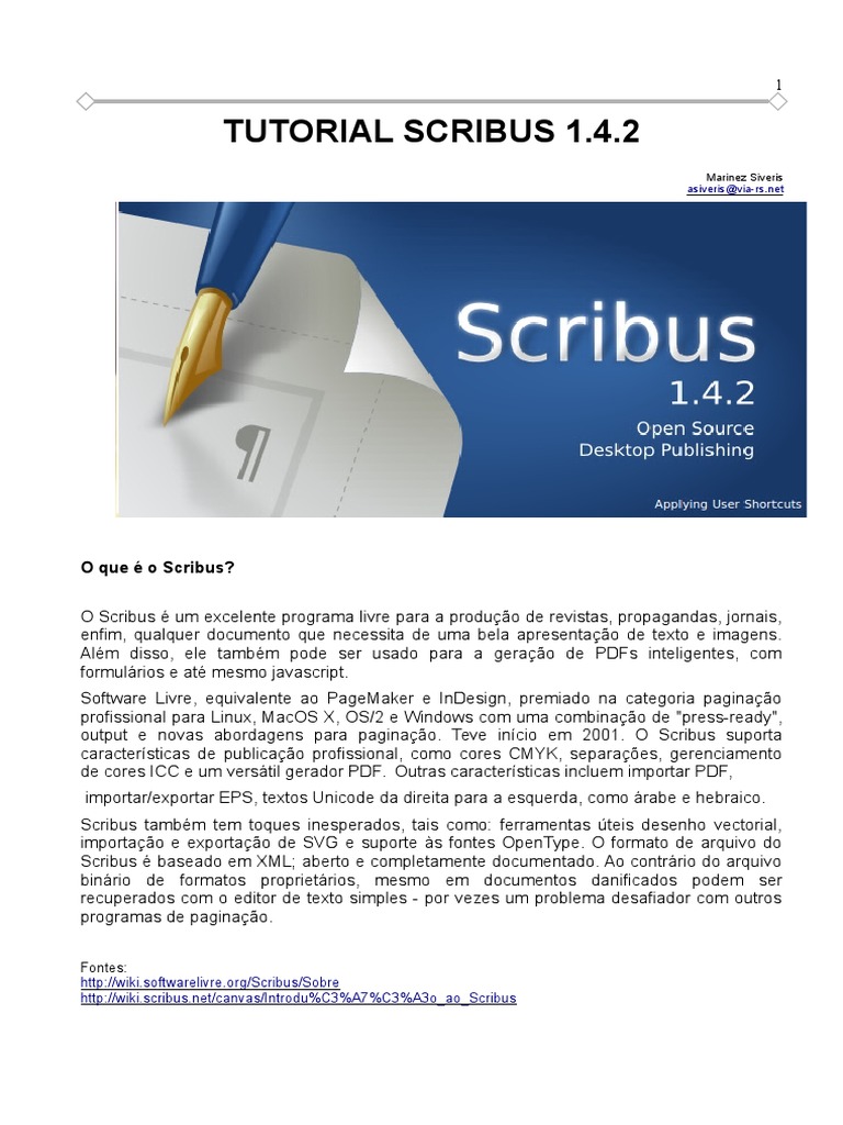 Tutorial Do Scribus 1.4 .2 | PDF | Janela (informática) | Alfabetização