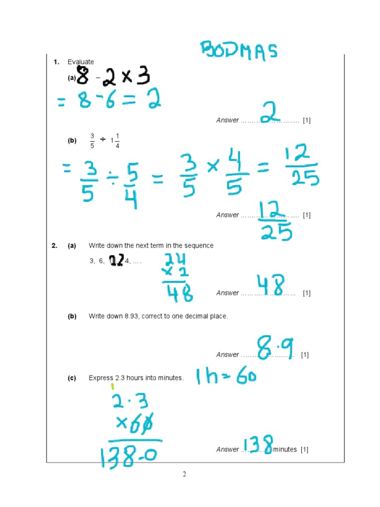 Form 3 Mathematics National Exams Year 2014 Answers by MR Binyamine ...