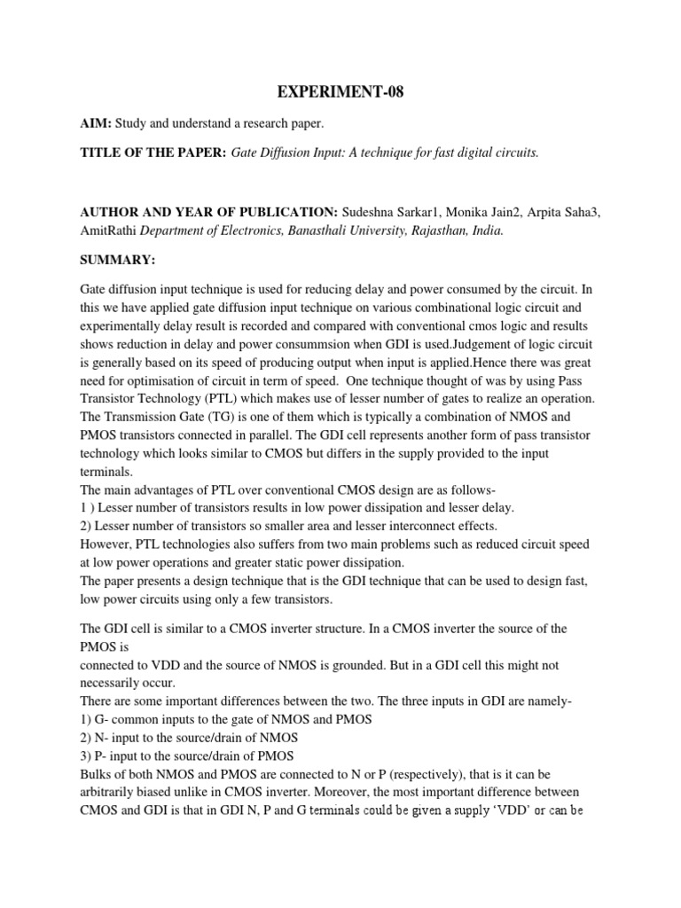 Experiment-08: AIM: Study and Understand A Research Paper. Title of The ...