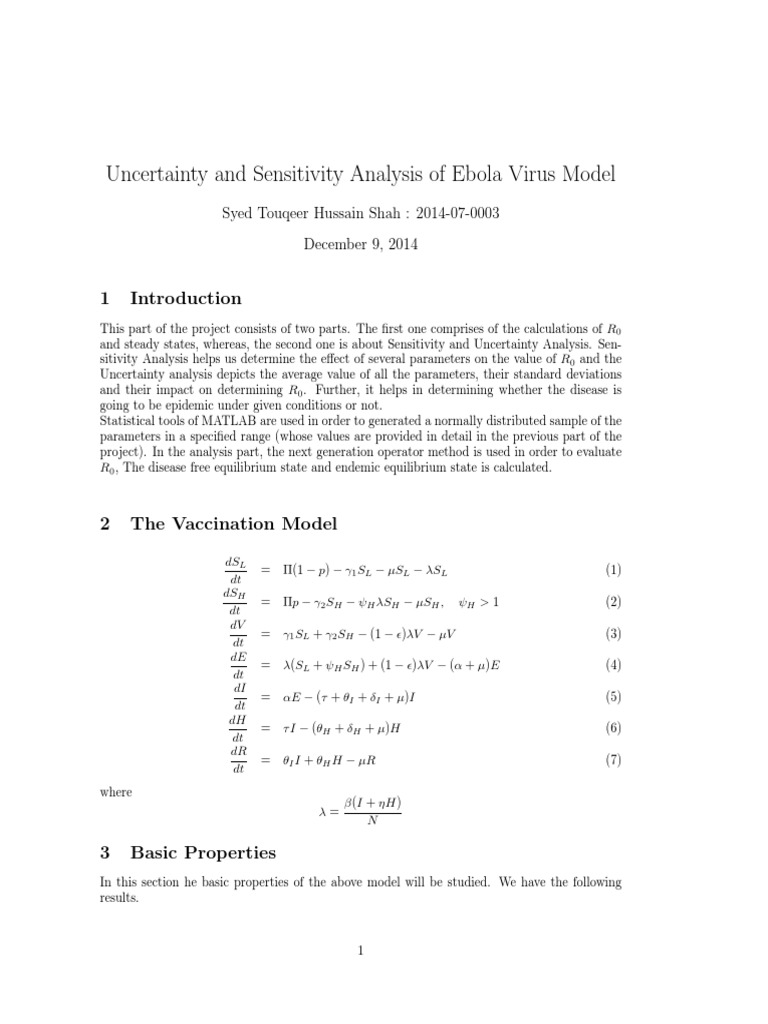 Ebola - Report | PDF | Stability Theory | Sensitivity Analysis