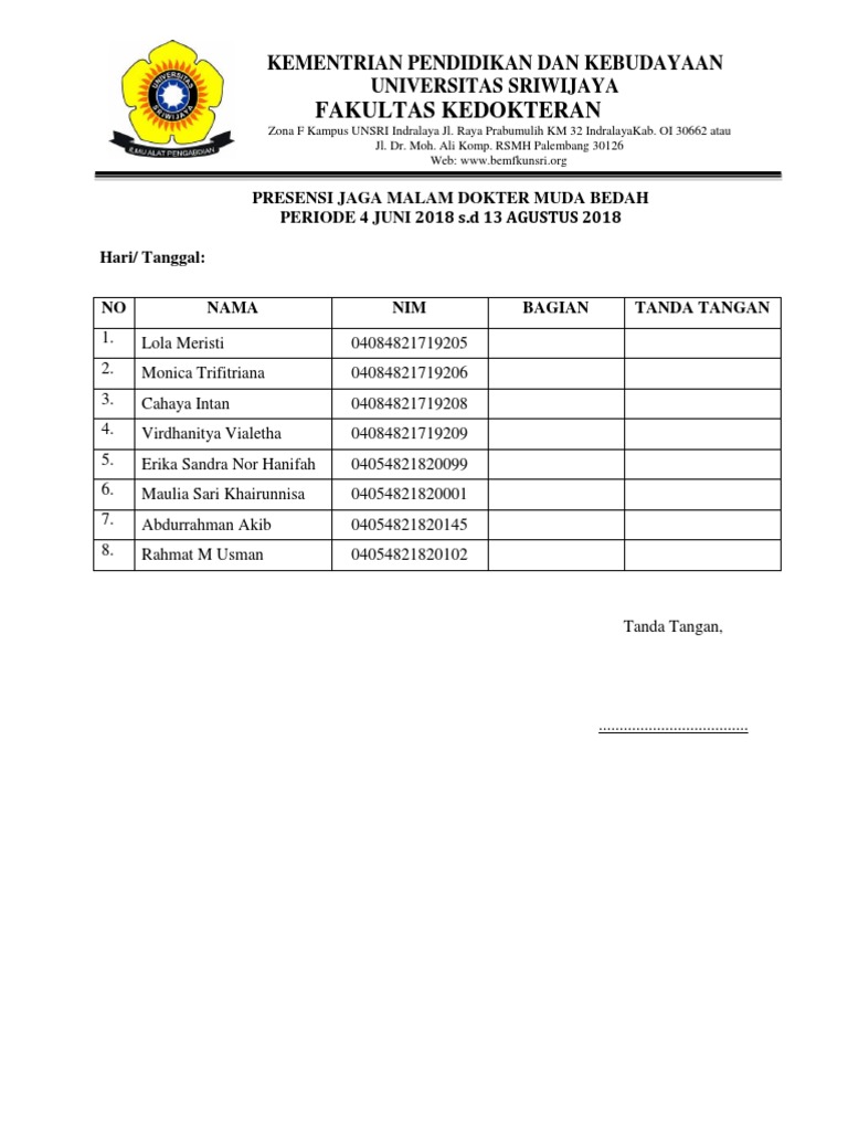 Absen Jaga Malam | PDF