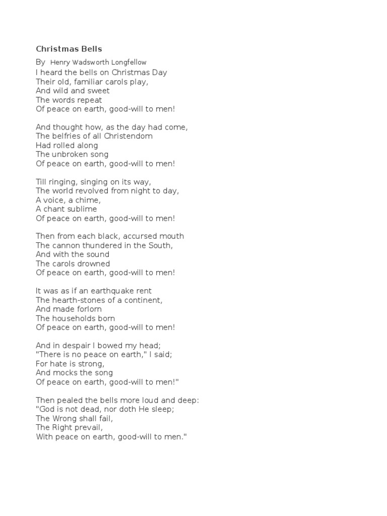 Christmas Bells Poem by Longfellow | PDF