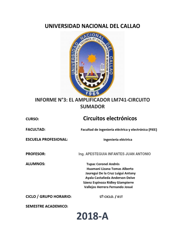 Informe N°3 - Circuitos Electronicos | PDF | Amplificador operacional | Transistor