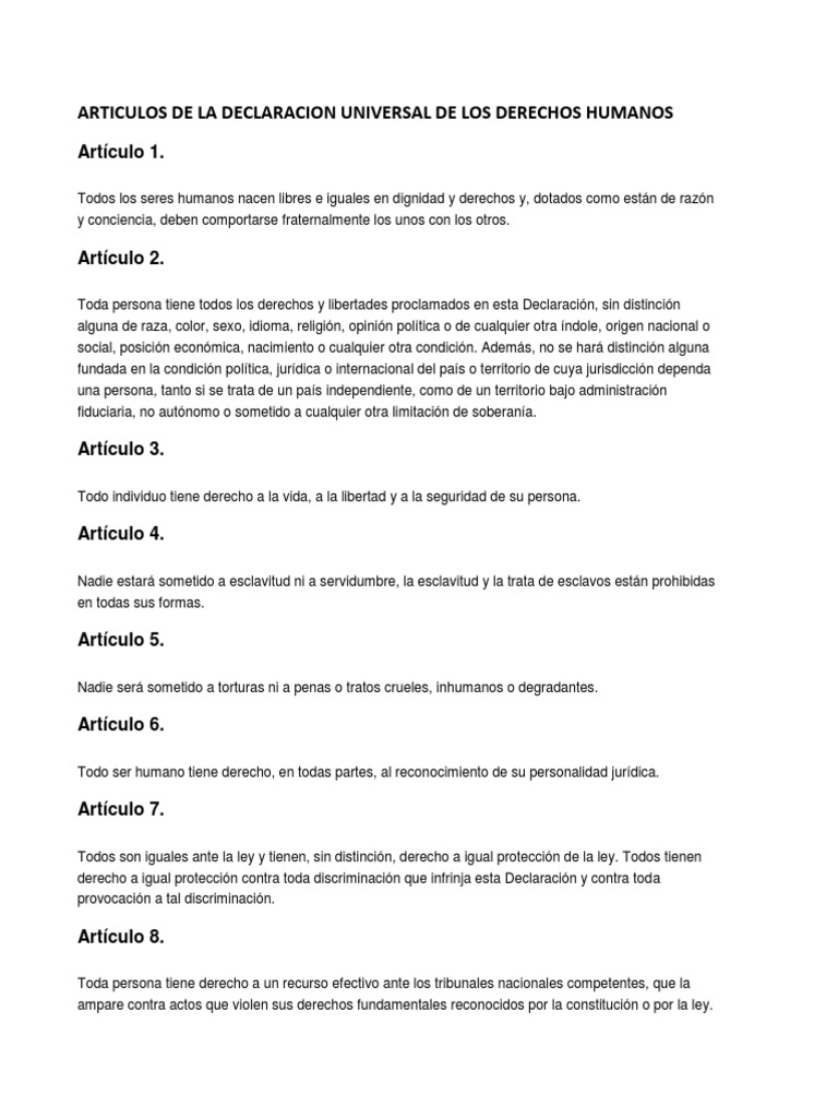 Articulos De La Declaracion Universal De Los Derechos Humanos Pdf