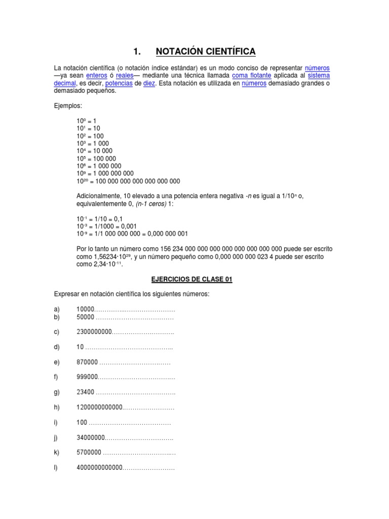 Notacion Cientifica | PDF | Notación Matemática | Enseñanza de matemática