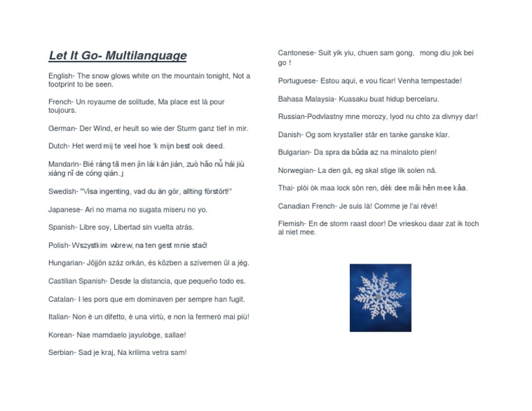 Let It Go-Multilanguage | PDF