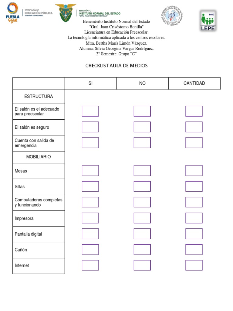 Checklist Aula de Medios | PDF