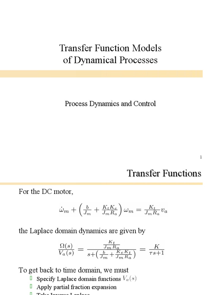 Transfer Function Models of Dynamical Processes: Process Dynamics and ...