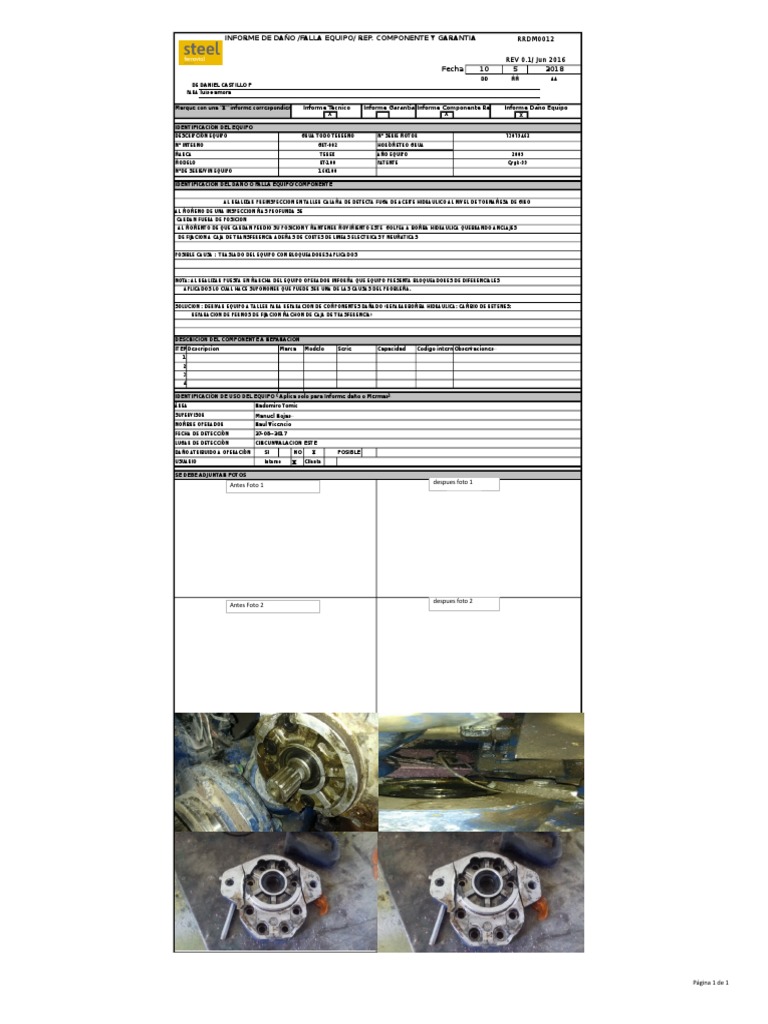 Informe de Falla Grua RT-100 PLANTA ACIDO | PDF