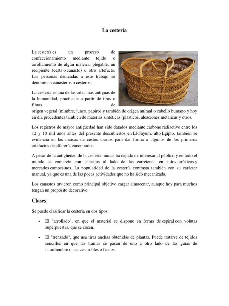 Historia y Tipos de Cestería | PDF | Cestería | Artesanías